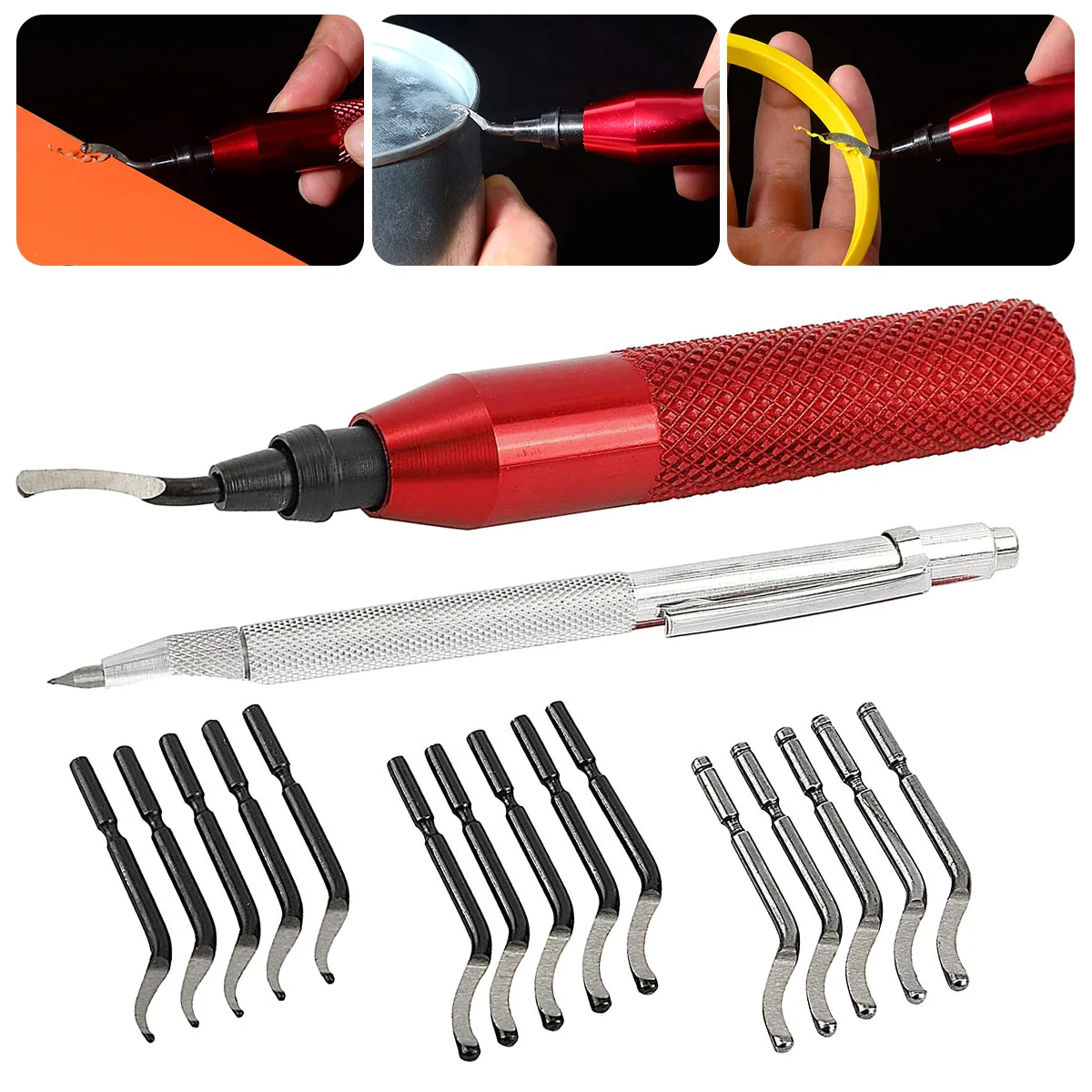 17Pcs-Entgraten-Werkzeug-Set-Griff-Grat-Metall-Trimmen-Messer-Router ...