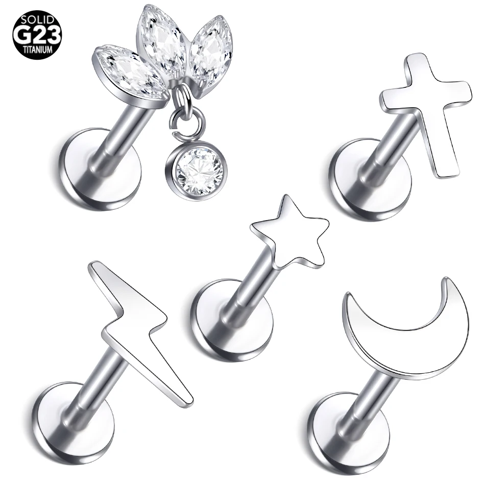 1pc-lot-Titanium-Internal-Thread-Labret-Rings-Flat-Moon-Star-Top-Tragus-Earrings-Cartilage-Nose ...
