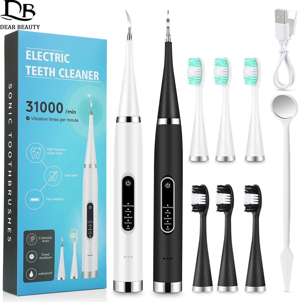 Electric Toothbrush Sonic Tooth Cleaner Dental Scaler With 3pcs Tooth ...