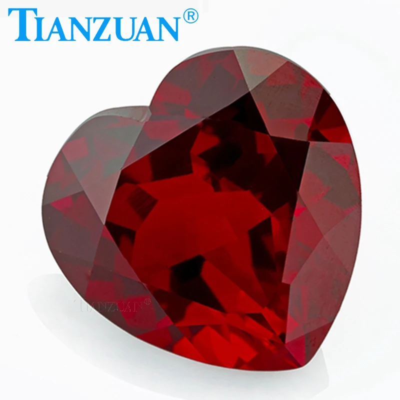 5-Red-Color-Heart-shape-natural-cut-Artificial-Ruby-Corundum-Stone ...