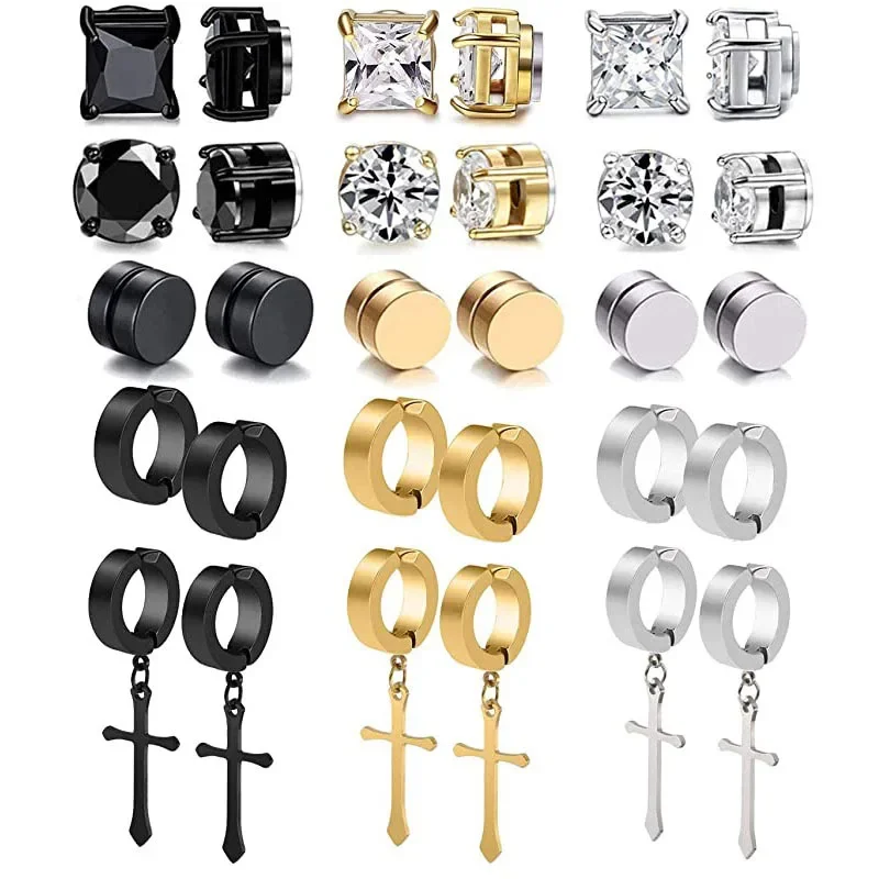 Cross-border-15-Pairs-Amazon-Suit-Earrings-Embedded-Diamonds-Square ...