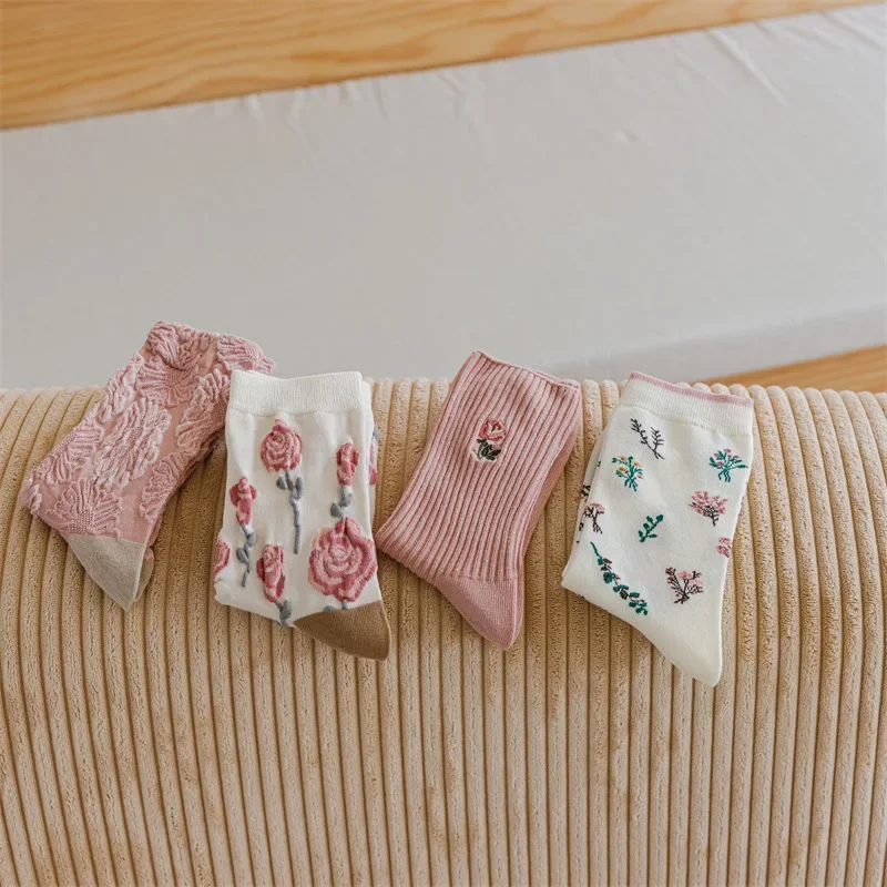 1Pc Japanese Cotton Women Socks Kawaii Cute Sock for Women Floral ...