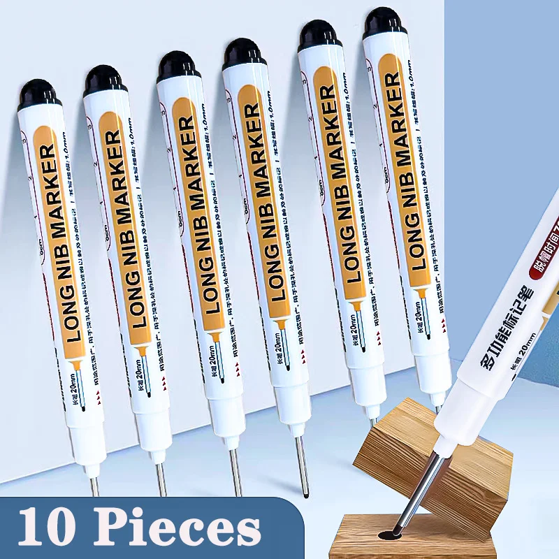 10-Pieces-Long-Nib-Marker-Construction-Pen-For-Metal-Oil-Waterproof ...