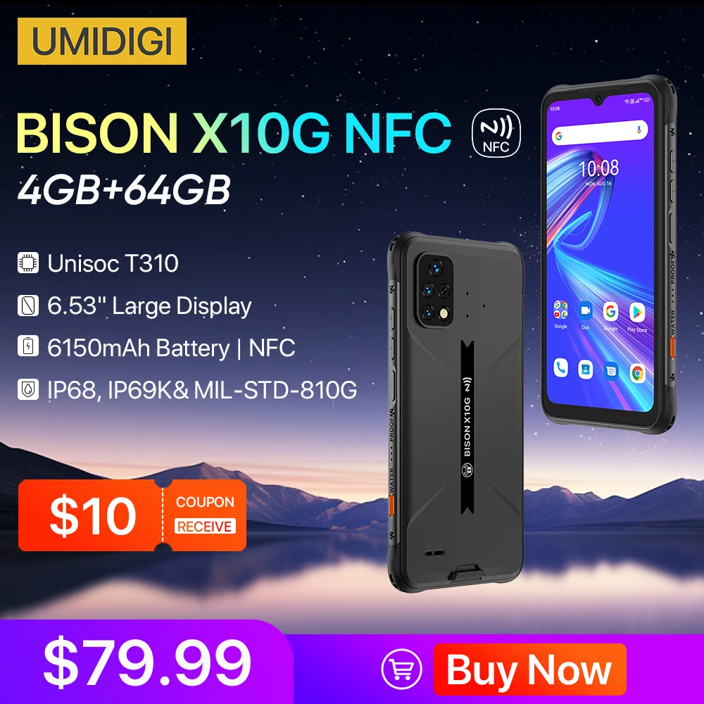 Premiere-UMIDIGI-BISON-X10S-X10G-6150mAh-Battery-Global-Version-Smartphone-NFC-4GB-64GB-IP68 ...