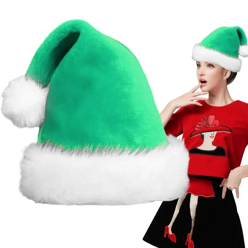 Santa-Hat-Colored-Christmas-Fluffy-Santa-Hat-Warm-Comfortable-Christmas ...