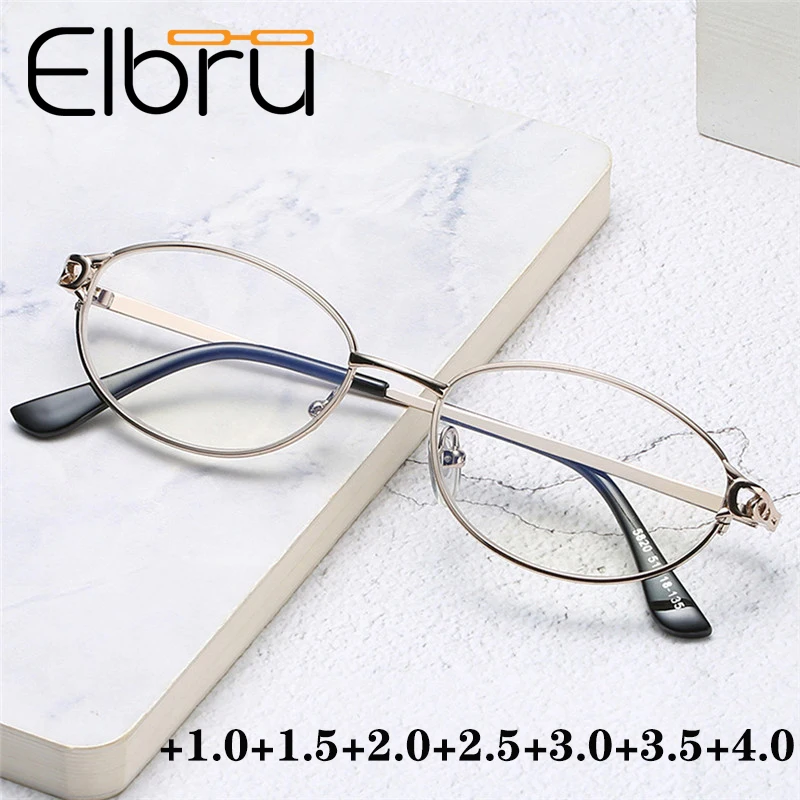 Fashion-Metal-Frame-Reading-Glasses-For-Men-Women-Oval-Frame-Hyperopia ...