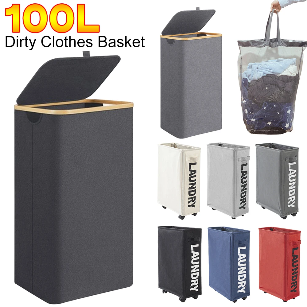100L-Foldable-Dirty-Laundry-Basket-Large-Dirty-Clothes-Organizer ...