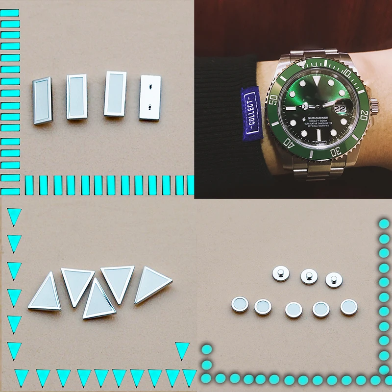 Blue Luminous Watch Dial Hour Indices Markers For RLx SubGMT Men's ...