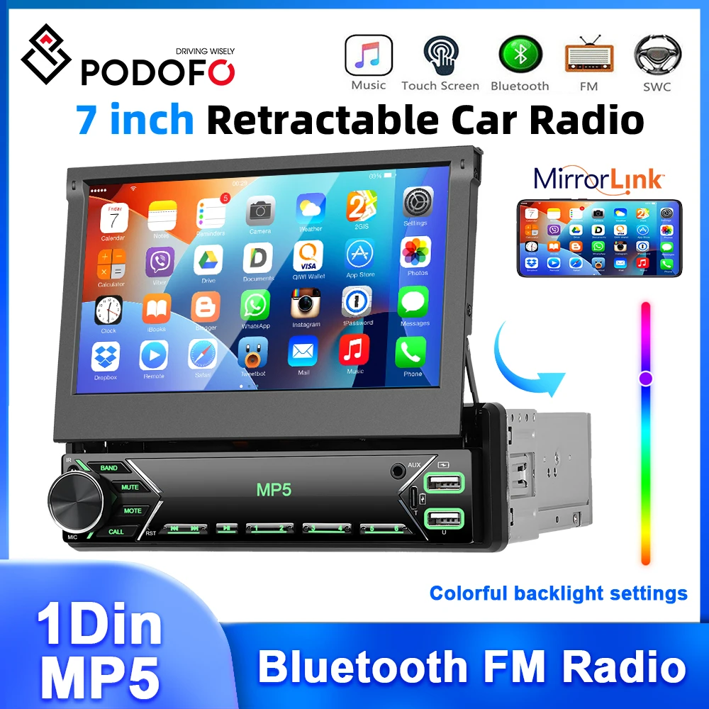 Podofo-7-Manual-Folding-Touch-Screen-Car-Audio-Multimedia-Player-Mirror ...