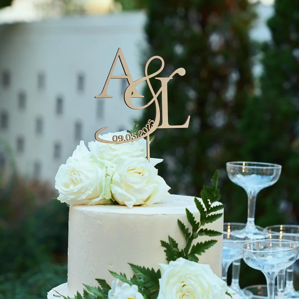 Personalized Wedding Cake Topper with date and heart Custom Couples ...