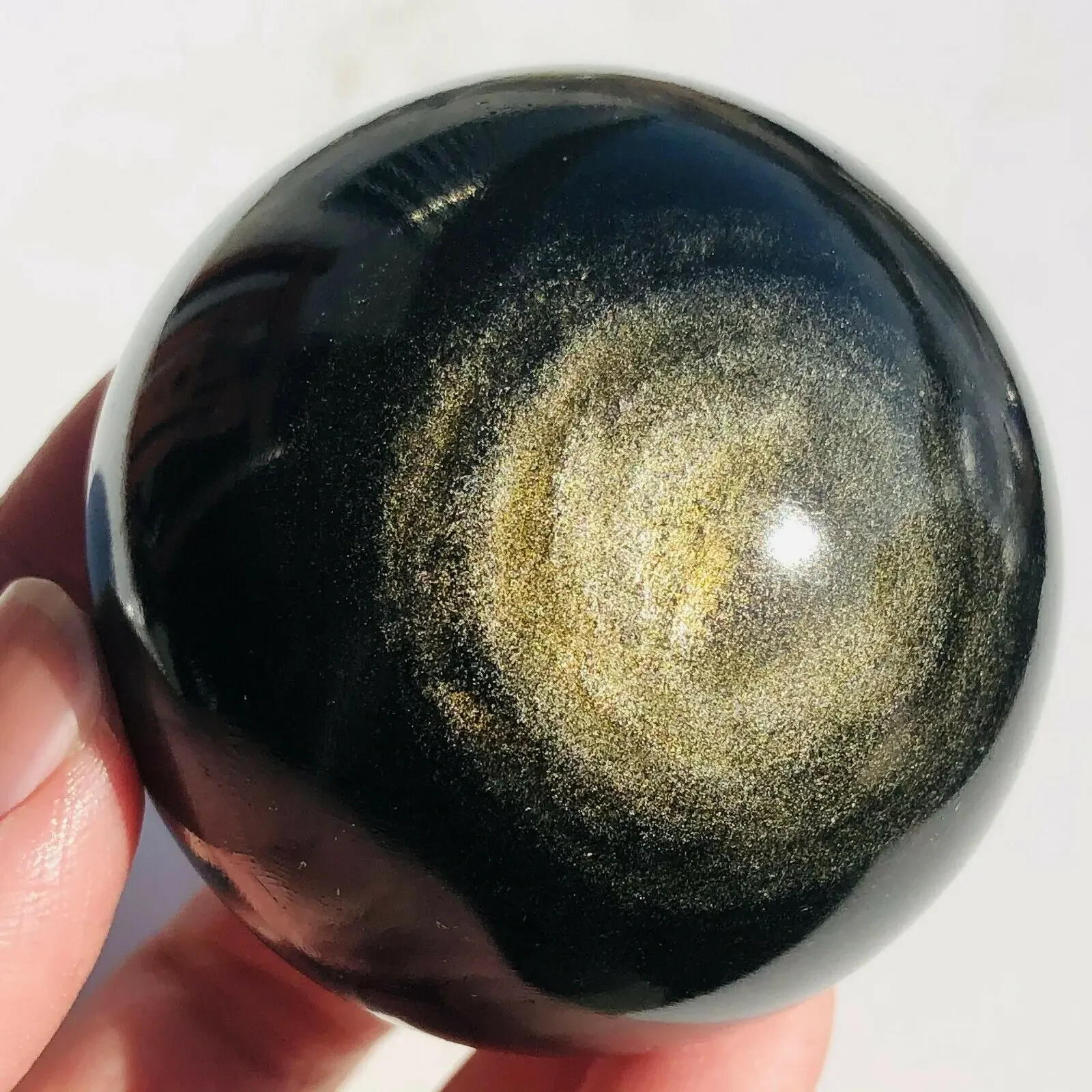 Beautiful Golden Obsidian Sphere Natural Flashy Sparkly Crystal Healing ...