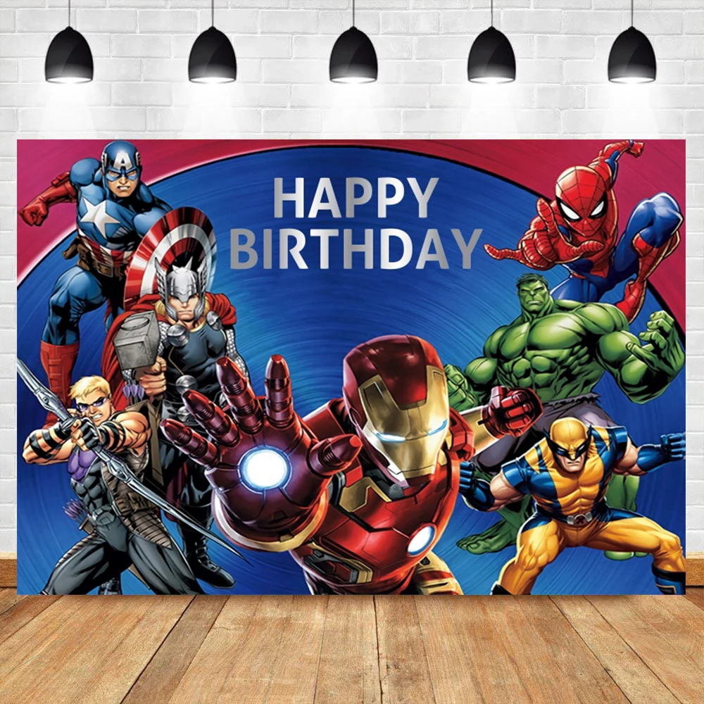 MARVEL-Photography-Backgrounds-for-Kids-Birthday-Party-Spiderman-Iron ...