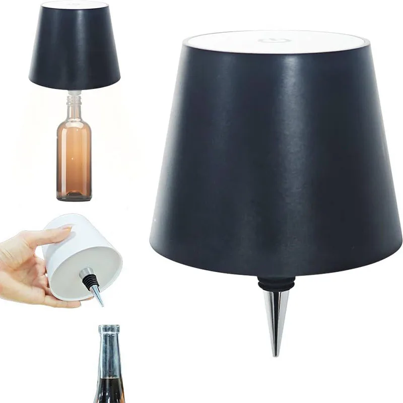 Wireless Bottle Led Table Lamp Touch Control 3 Colors Stepless Dimming ...