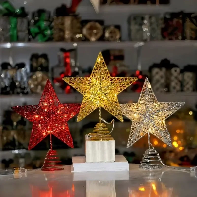 Adorno-de-rbol-de-Navidad-Led-luz-de-estrella-guirnalda-con-pilas-luces ...