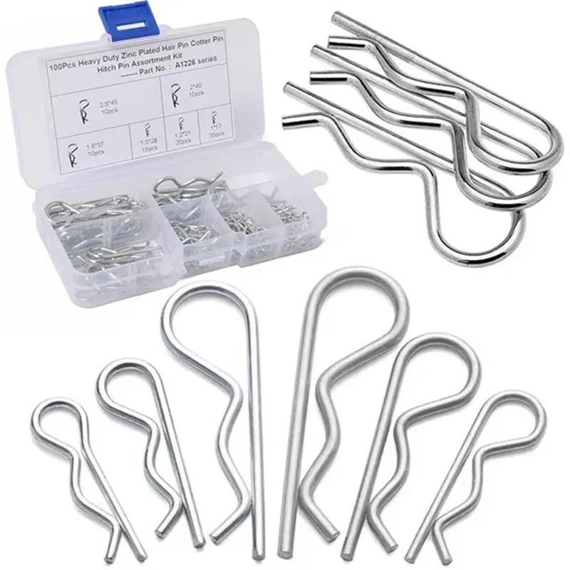 100pcs-Open-Pin-Assortment-Kit-Heavy-Duty-R-Clip-Fixed-Pin-Locking-Open ...