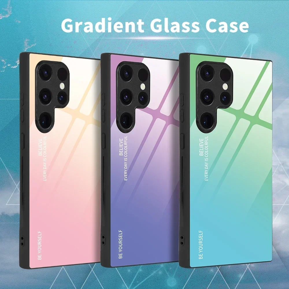 Gradient Glass Mobile Phone Case for Samsung Galaxy S25 Ultra Plus Edge ...