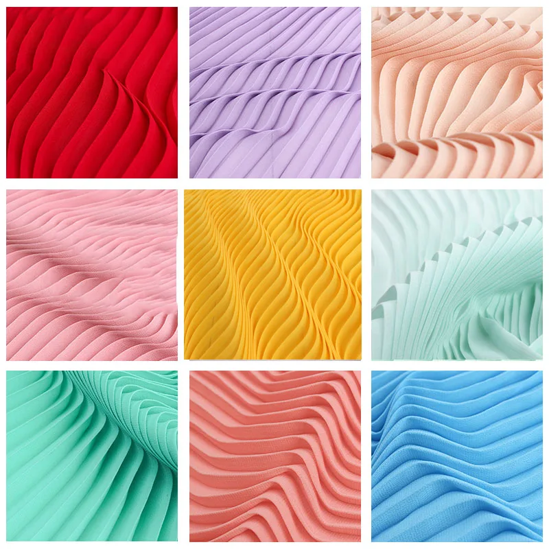 Micro Elastic Pleated Chiffon Fabric By The Meter for Dress Skirt ...