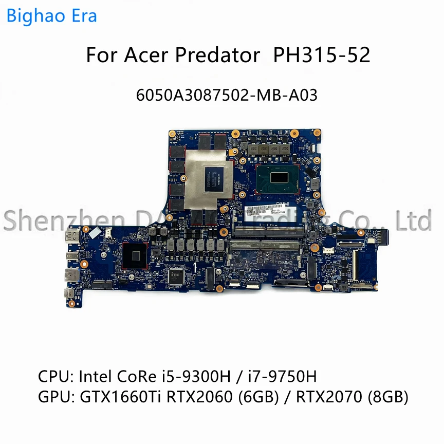 For Acer Predator PH315-52 Laptop Motherboard With i5-9300H i7-9750H ...