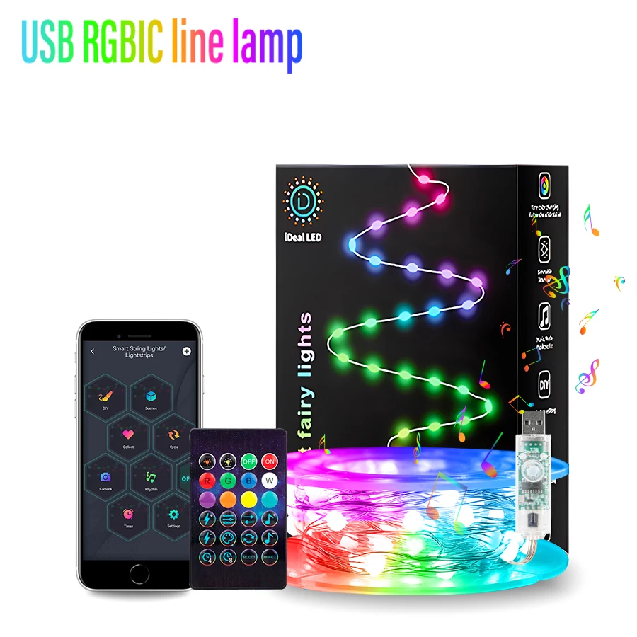 WS2812B-Pixels-RGBIC-Fairy-String-USB-Music-Dream-Color-Light-USB-DC5V ...