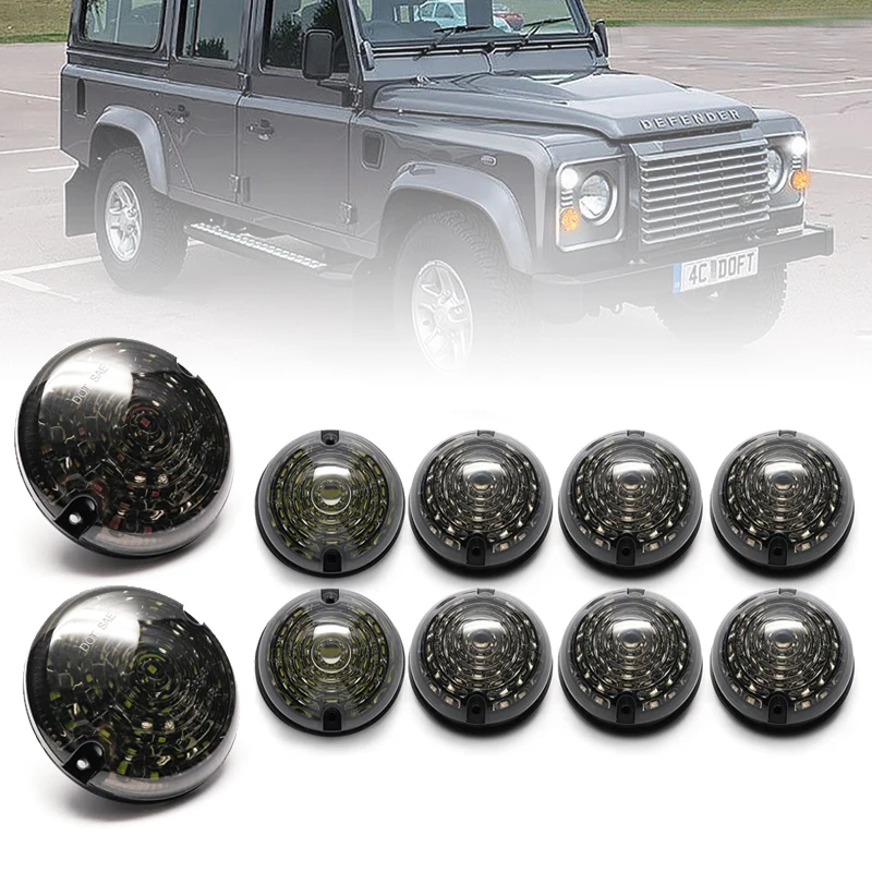 For-Land-Rover-Defender-1983-2016-Smoked-Lens-Upgrade-Complete-Kits-LED ...