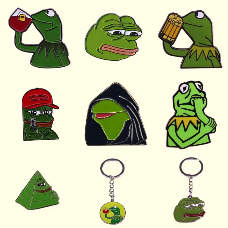 Perfect-Quality-Fun-Green-Pepe-Frog-Meme-Enamel-Pins-Custom-Pyramid ...
