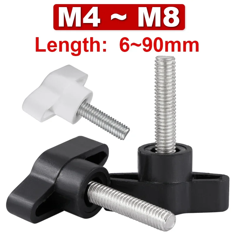 Black/White Hand Screws Plastic Rubber Head T-handle Screws Knob ...