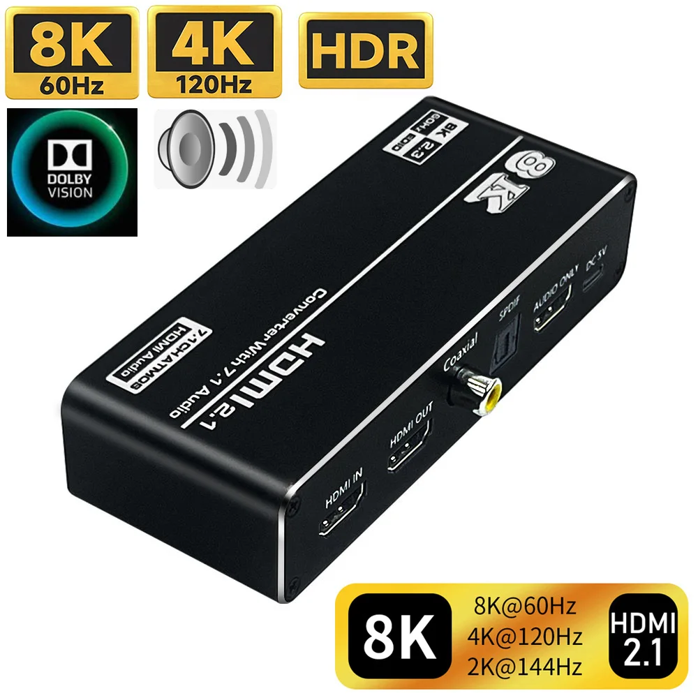 Extractor-de-Audio-HD-MI-2-1-divisor-Toslink-de-Audio-4K-120Hz-8K-60Hz ...