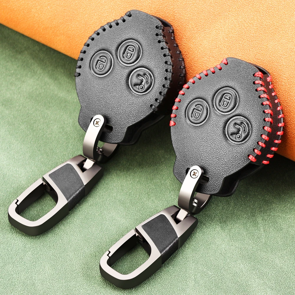 Leather-Car-Key-Case-Remote-Cover-For-Mercedes-Benz-Smart-451-Chiave ...