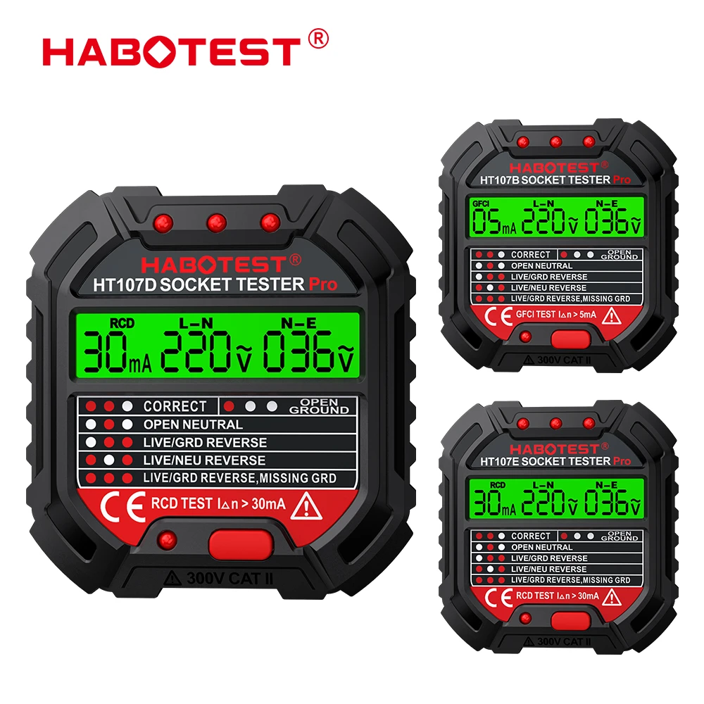 Ht107 Socket Tester Voltage Test Detector Eu Plug Ground Zero Line ...