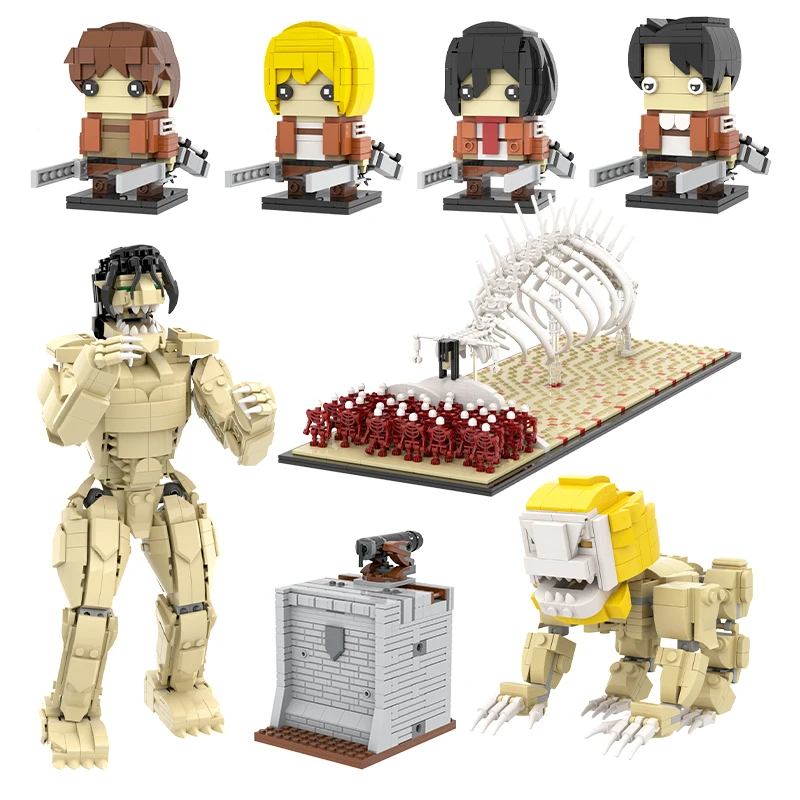 MOC Attack Titan Giant Bricks Anime Action Figure Rumbling Cannon ...
