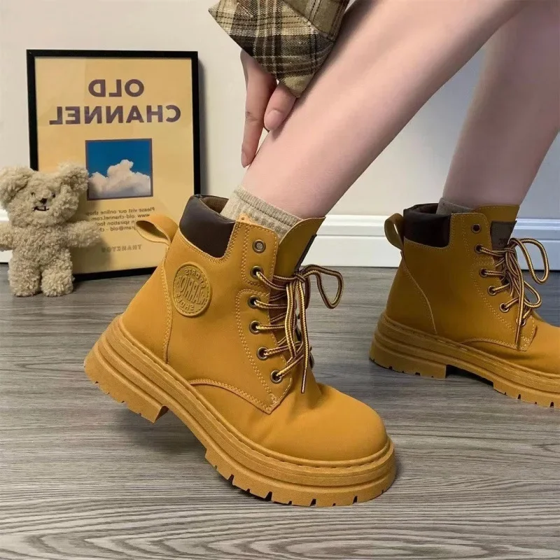 Botas-de-trabajo-Vintage-Martin-para-mujer-botas-amarillas-grandes-y ...