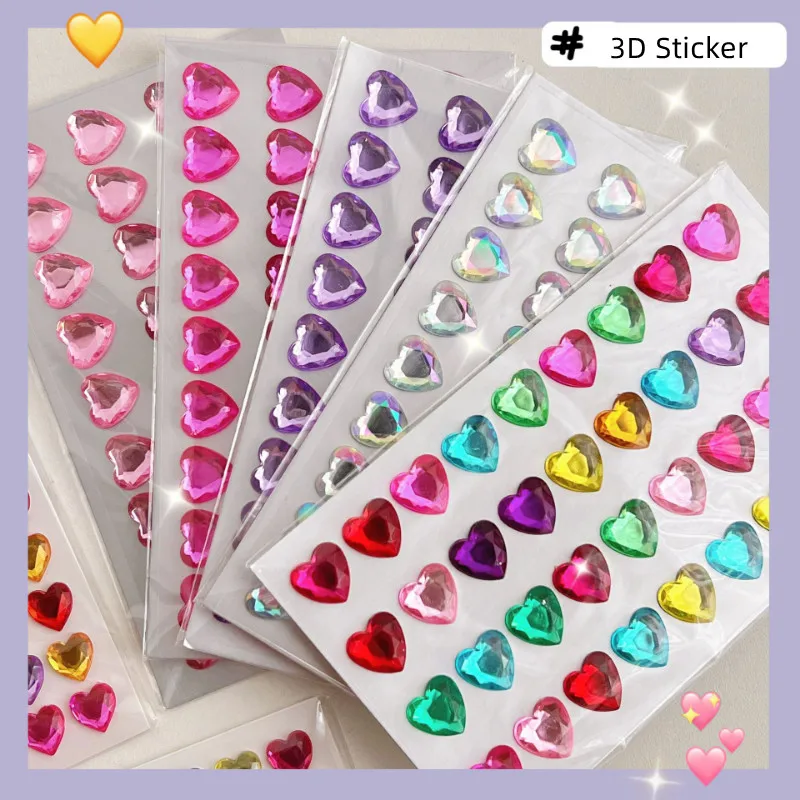 Heart-Sticker-Lovely-3D-Stereoscopic-Crystal-Heart-Shining-Sticker-for ...
