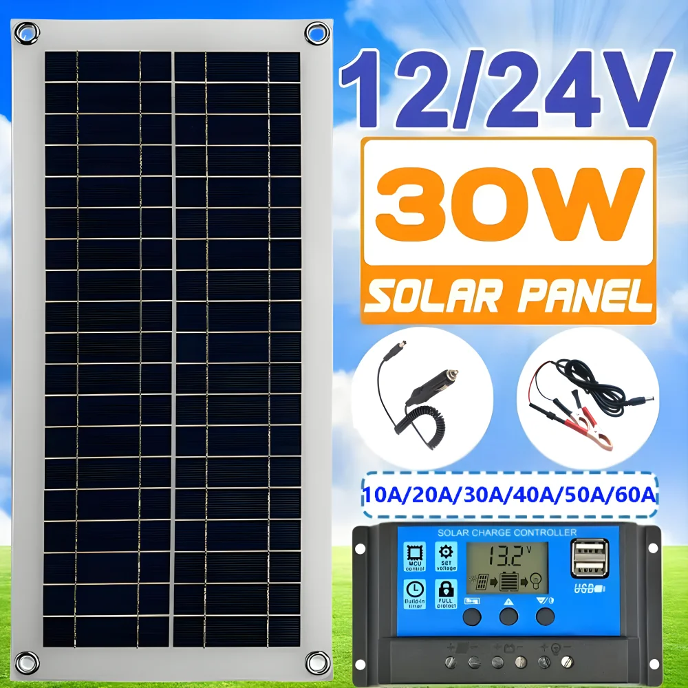 1-set-30-Watt-solar-panel-with-12V-24V-controller-for-charging ...