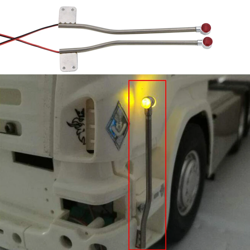LED 1 Pair Simulation Metal Vertical Pole Light for 1/14 Tamiya RC ...