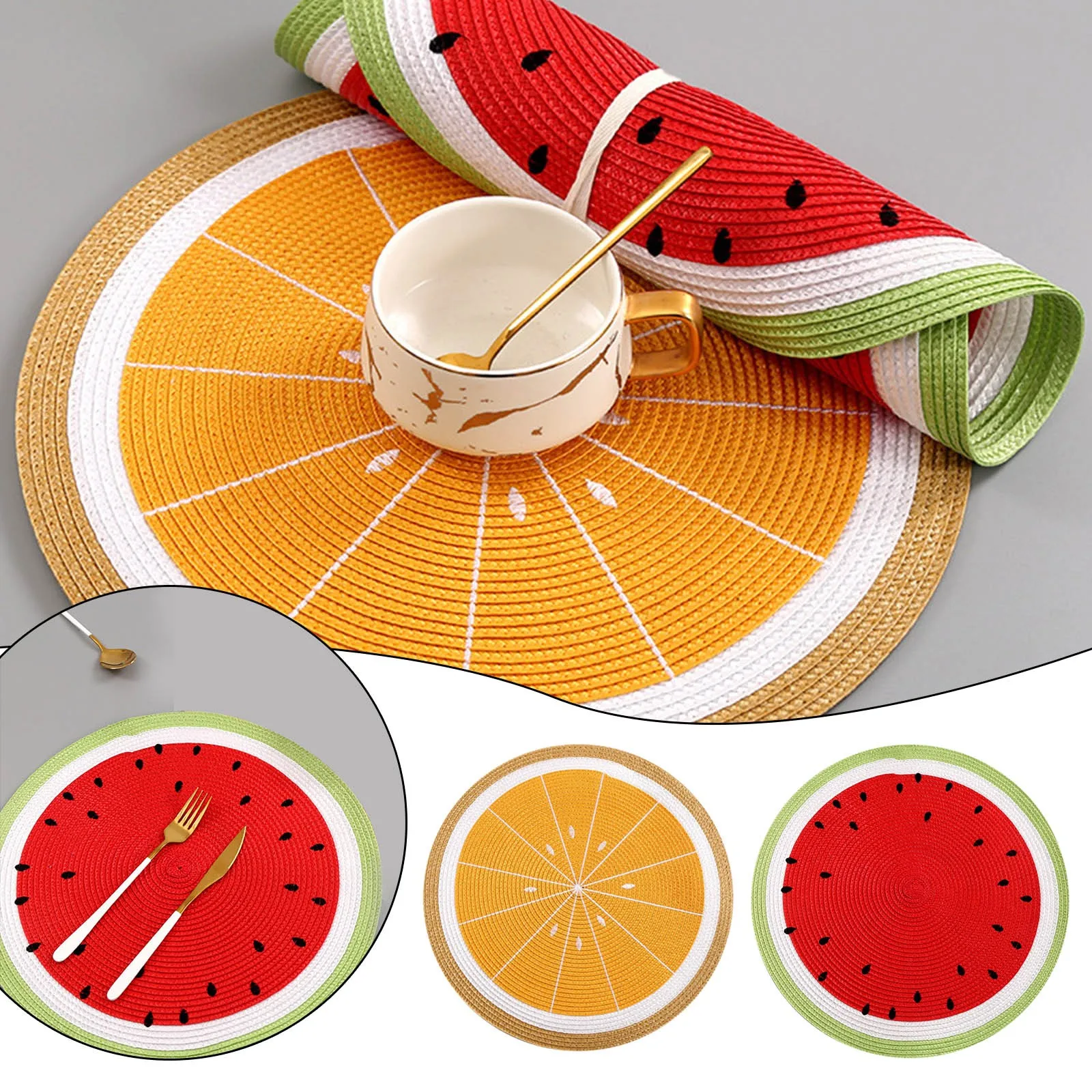 Woven-Round-Western-Placemat-Heat-Insulation-Mat-Table-Mat-Environmenta ...