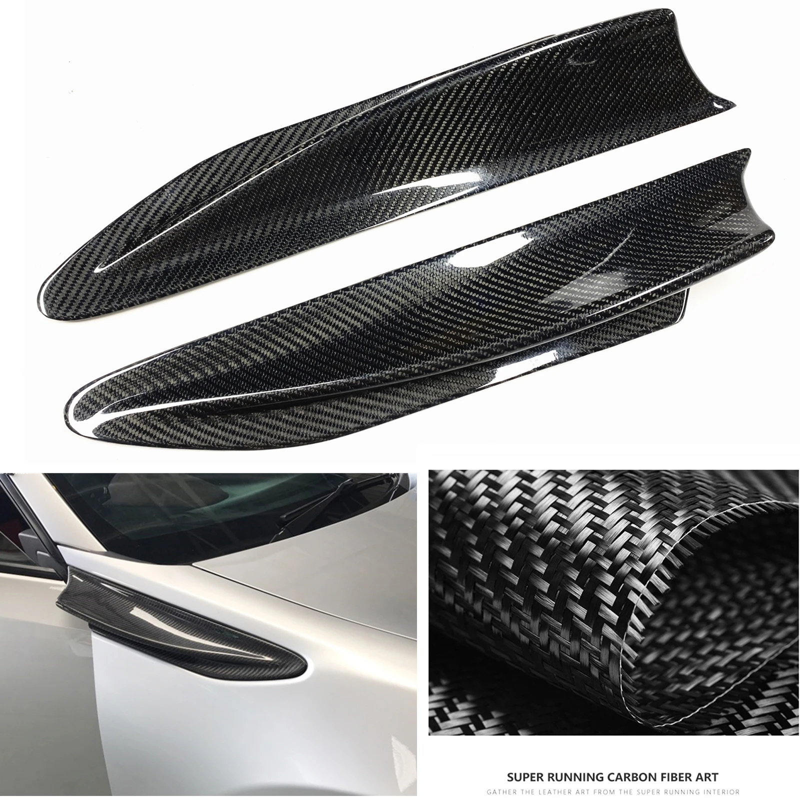 2PCS-Front-Side-Fender-Spoiler-Fin-Air-Vent-Cover-Trim-Splitter-Lip-For ...