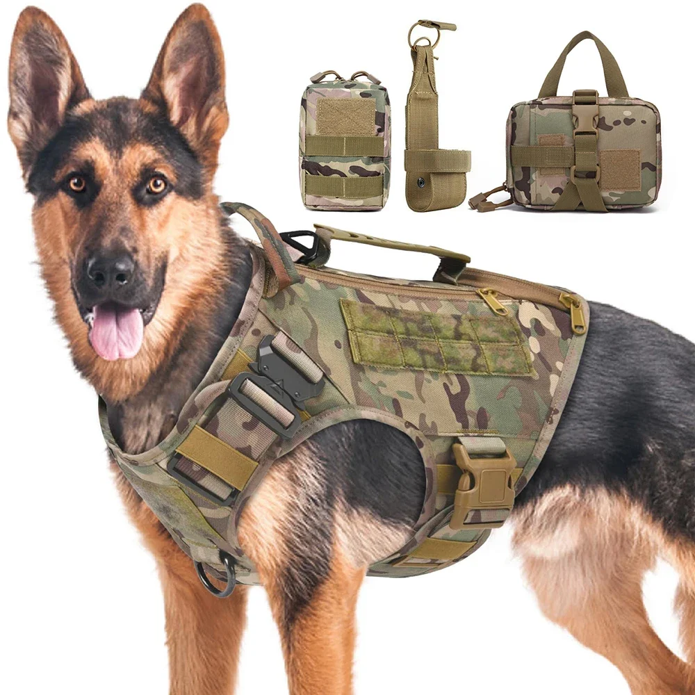 Tactical Camo Dog Harness for Large Dogs No Pull Adjustable Pet Vest ...