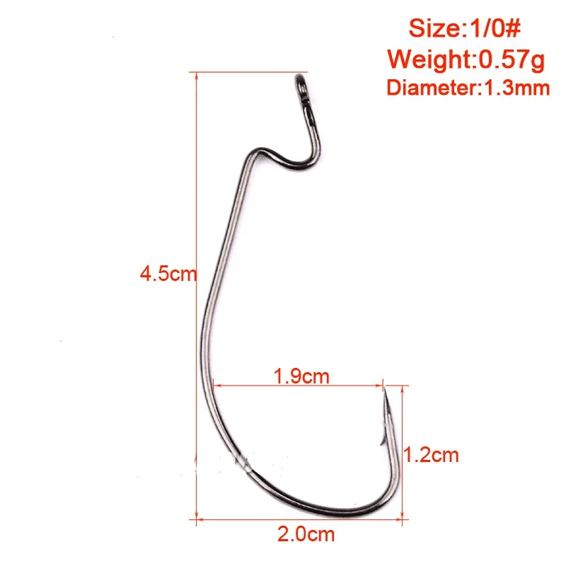 Black Barbed Offset Jig Fishing Hooks Soft Baits 38105 High Carbon ...