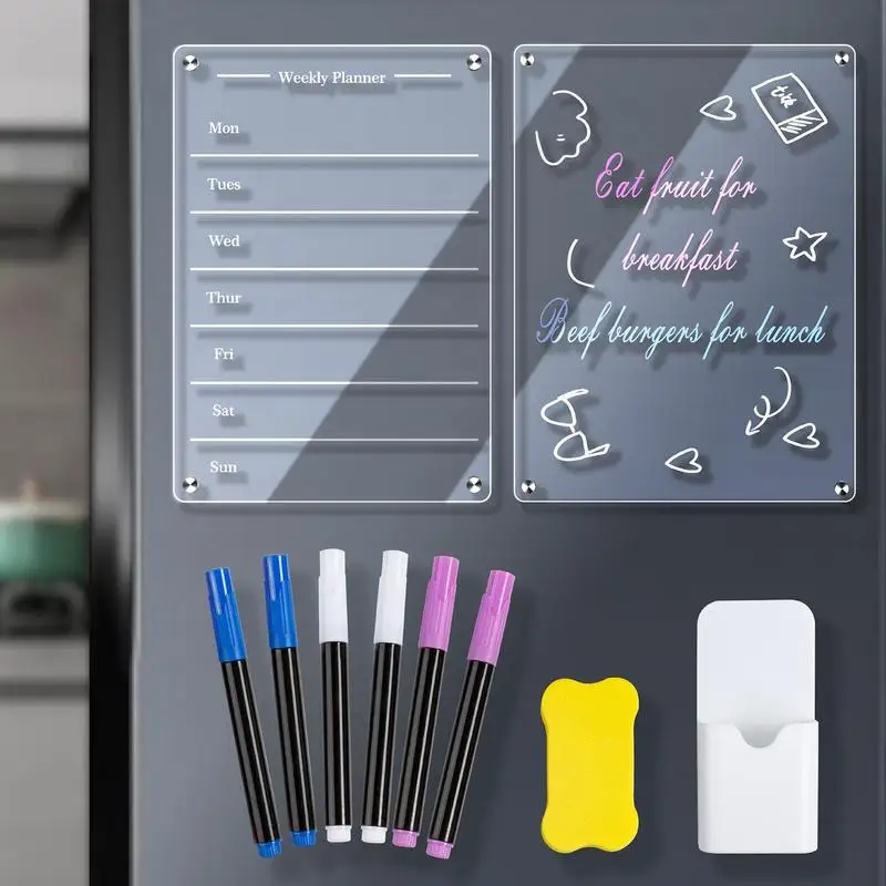 Magnetic-Fridge-Board-Acrylic-Fridge-Calender-Weekly-Planner-Dry-Erase ...
