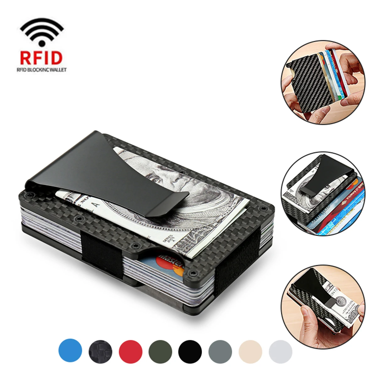 Tarjetero-de-Metal-Rfid-para-hombre-y-mujer-billetera-minimalista-peque ...