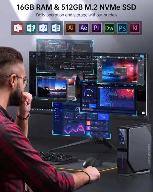 KAMRUI S1 Mini PC Gamer Windows 11 Pro Intel 12th Alder Lake N100 DDR4 ...