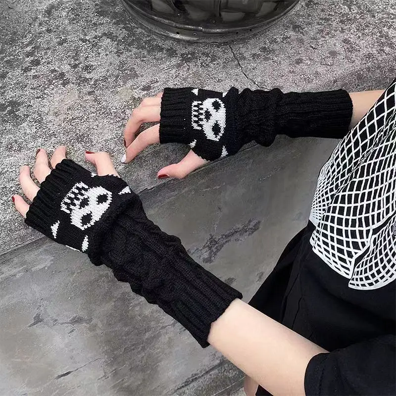 Gothic-Girls-Knitted-Skull-Gloves-Men-Women-Dark-Ninja-JK-Cos-Cool-Emo ...