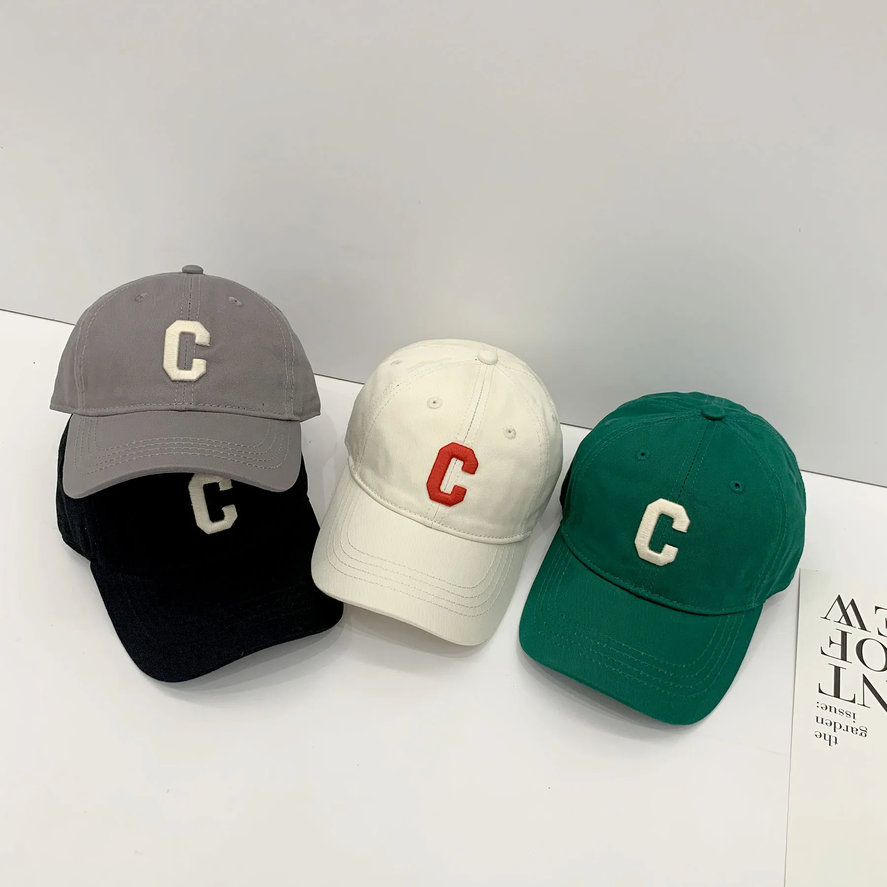 Fashion Embroidered Kids Baseball Cap Solid Color C Letter Baby Boy ...