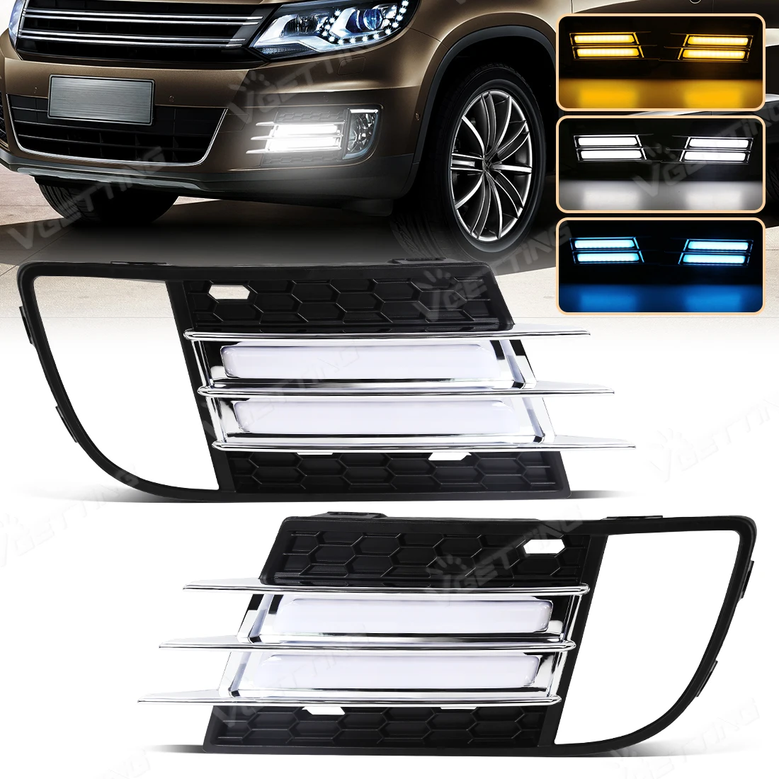 DRL For VW Volkswagen Tiguan 2013 2014 2015 2016 Led Daytime Running ...