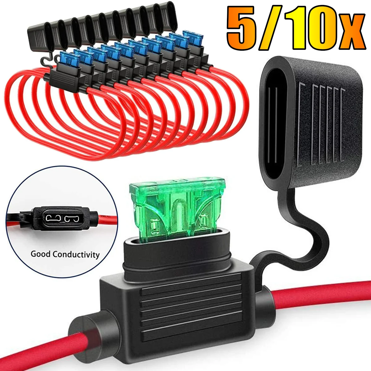 5/10Pcs Car Mini Waterproof Fuse Box Blade Adapter Splash-proof Box 12V ...