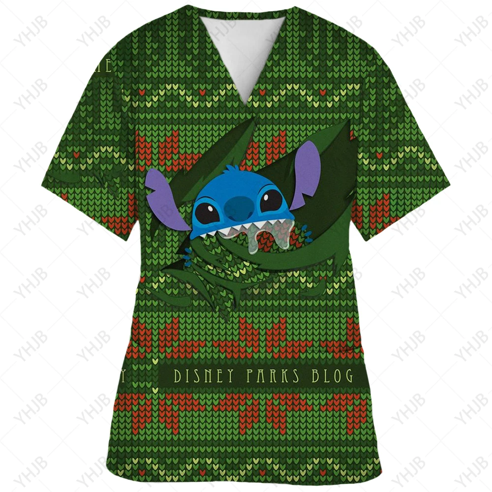 Uniforme de enfermera con estampado de Disney Stitch, uniforme de ...