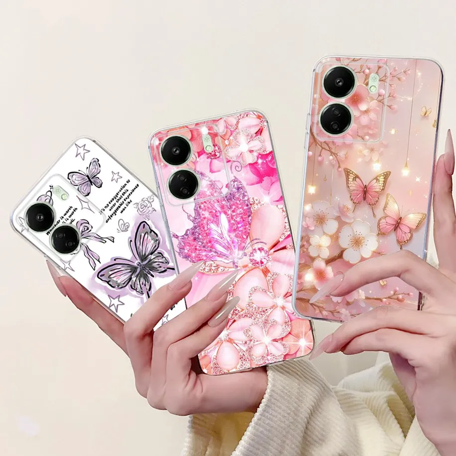 For Xiaomi Poco C65 Case Poco C75 Cover Fashion Butterfly Soft Silicone ...