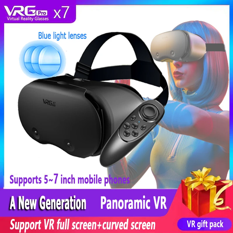 VRG Pro X7 3D Helmet Virtual Reality VR Glasses Smartphone Lense With ...