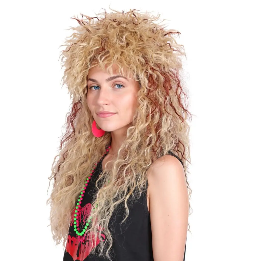 Women-Long-Curly-80s-Blonde-with-Reddish-Brown-Synthetic-Hair-Cosplay ...