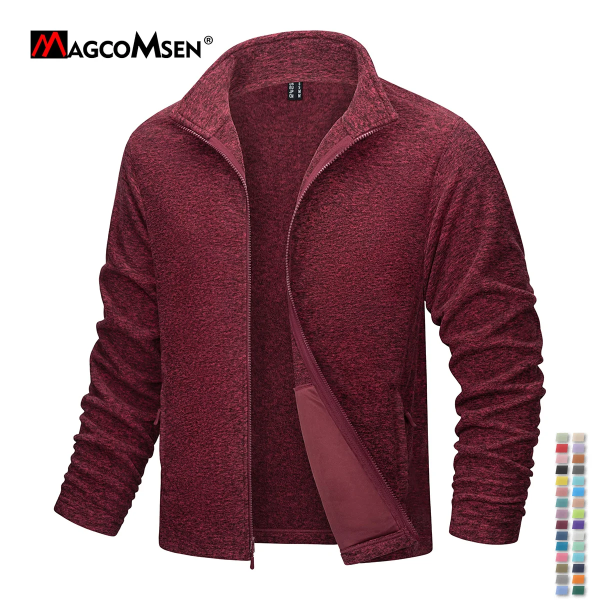 MAGCOMSEN-Men-s-Full-Zip-Fleece-Jacket-Lightweight-Stand-Collar-Jackets ...
